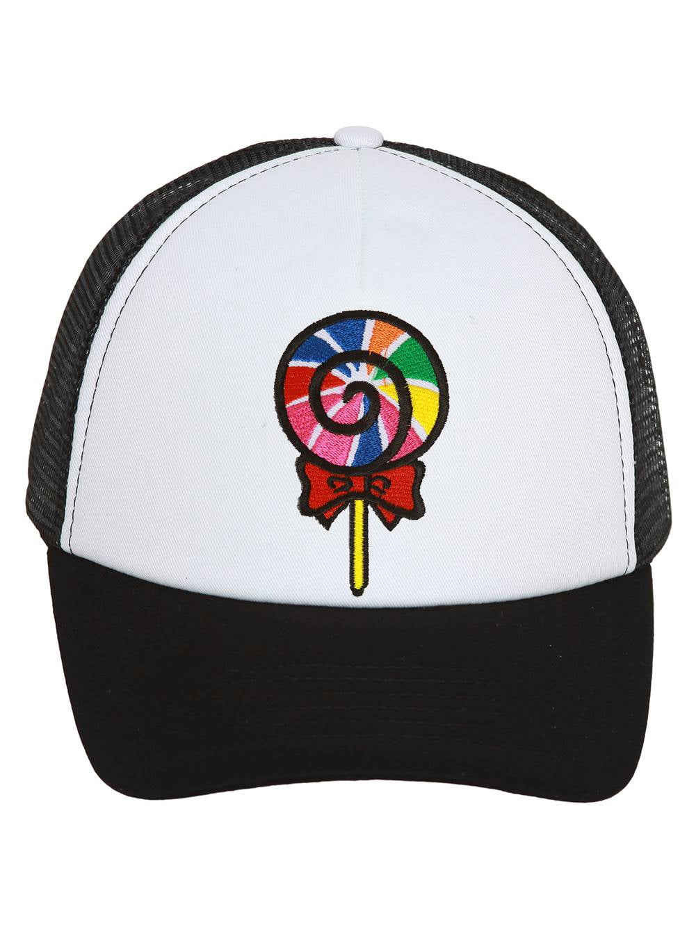 Trucker Mesh Snapback Hat Lollipop Patch Embroidery - Black - Walmart.com