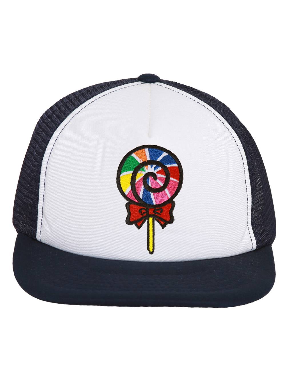 Trucker Mesh Snapback Hat Lollipop Patch Embroidery - Navy - Walmart.com