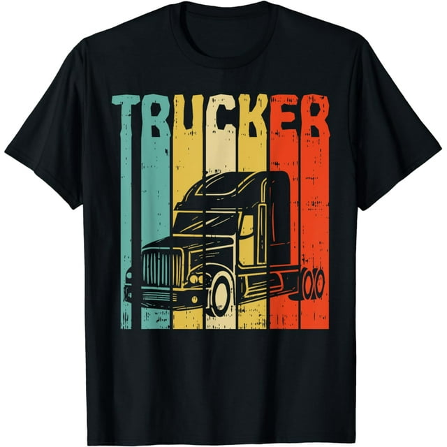 Trucker Retro Truckin Big Rig Semi Trailer Truck Driver Gift T-Shirt ...
