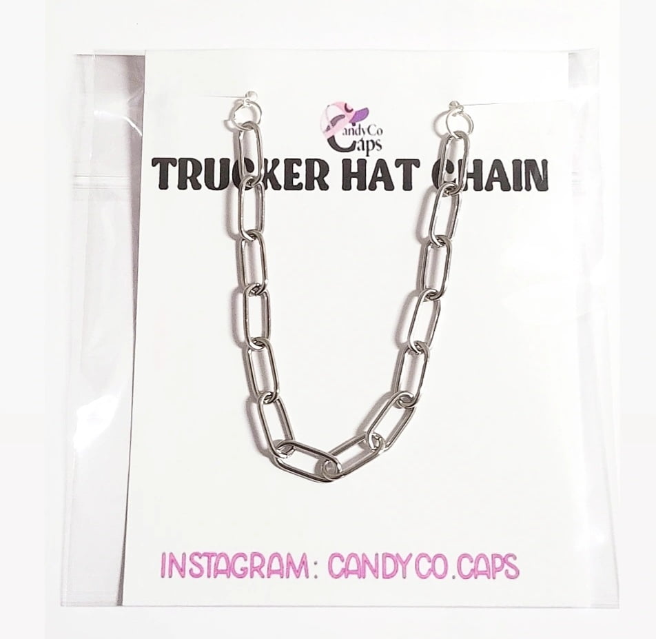 Trucker hat chain hat bar gold link diy Cap chains. Cap band. Hat band ...