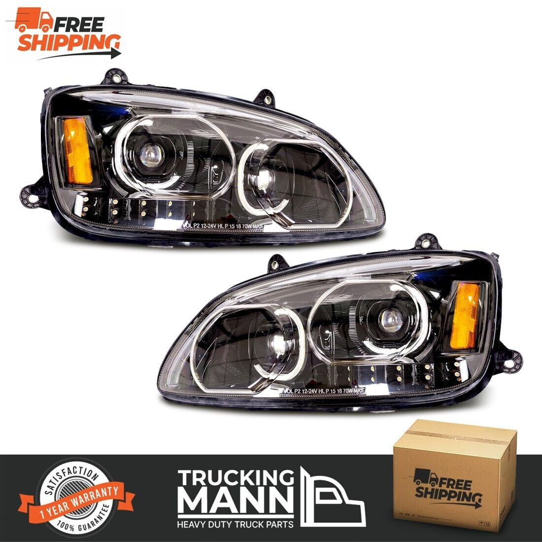 Truckingmann Full LED Performance Headlight Assembly DRL Halo for ...