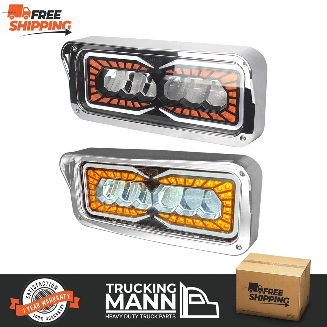 Truckingmann Full Led Performance Projector Headlights with Amber ...