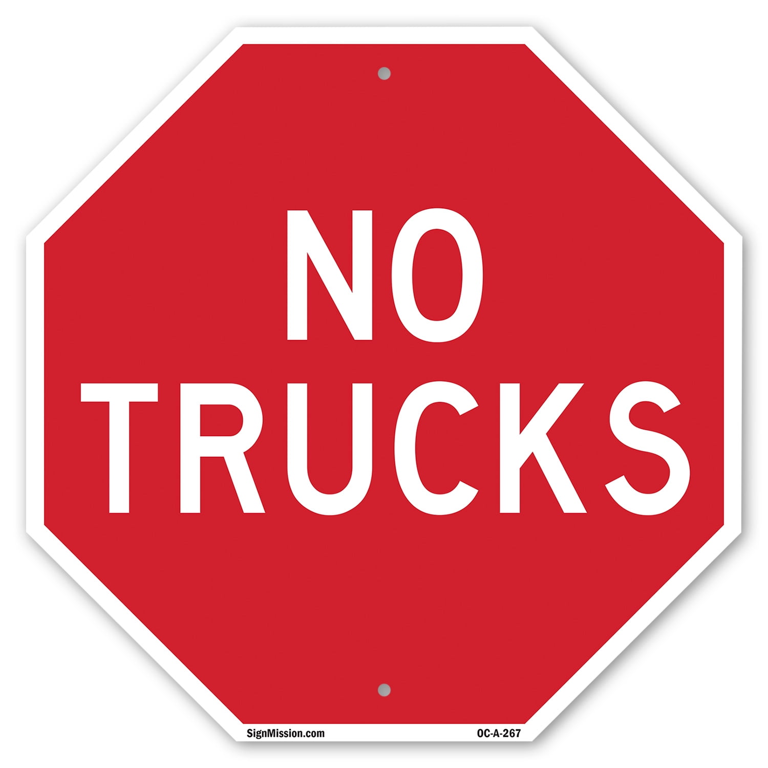 No Trucks 10 inch X 10 inch Octagon Plastic Sign Weather Resistant, UV ...