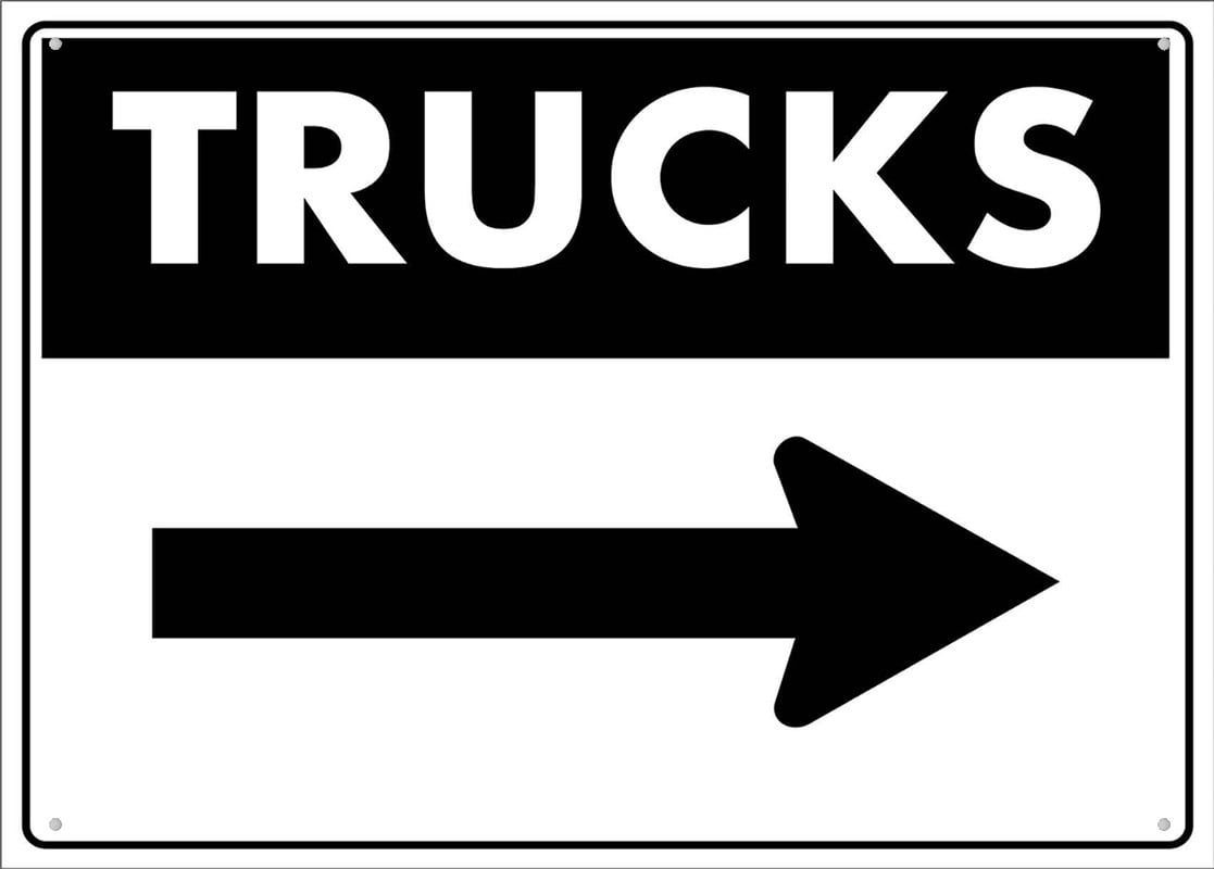 Trucks Arrow Right Sign Outdoor, Uv Printed Rust Free Aluminum 12 X 8 ...