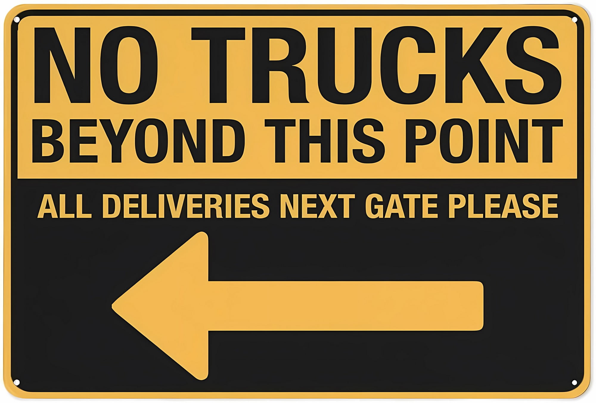 No Trucks Beyond This Point (Left Arrow) Sign for House - 8"x12 ...
