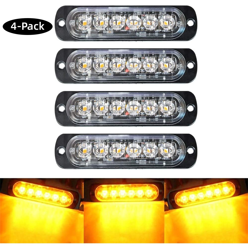 Buyers 8891912 4-3/8" Strobe Light 6 LED Amber/Clear Vertical Mount Low ...