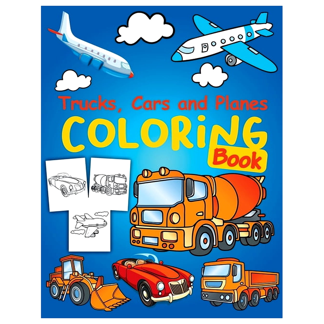 Trucks, Planes and Cars Coloring Book: Cars coloring book for kids ...