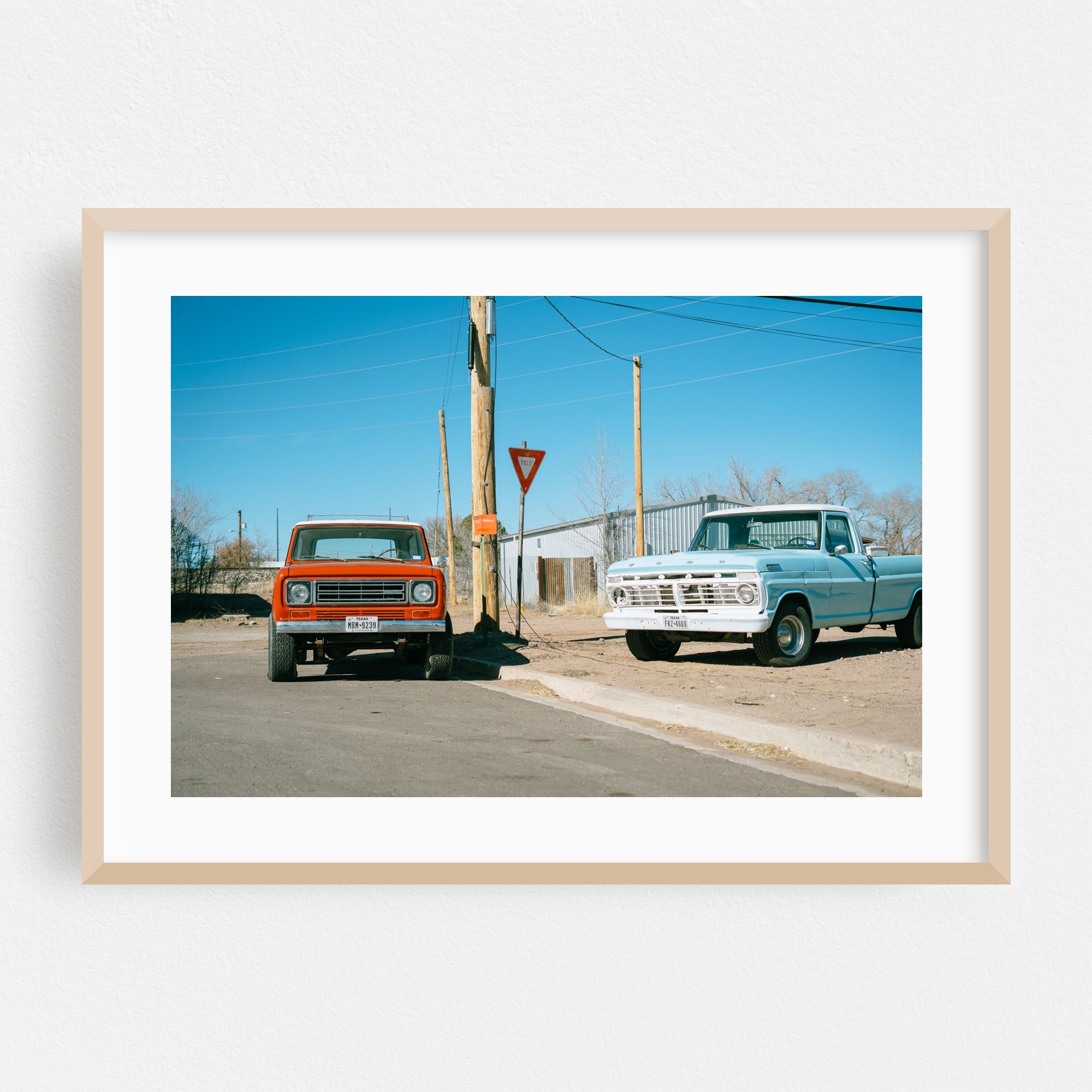 Trucks in Marfa - Marfa Texas Photography Oak Framed Wall Art Print 8 x ...