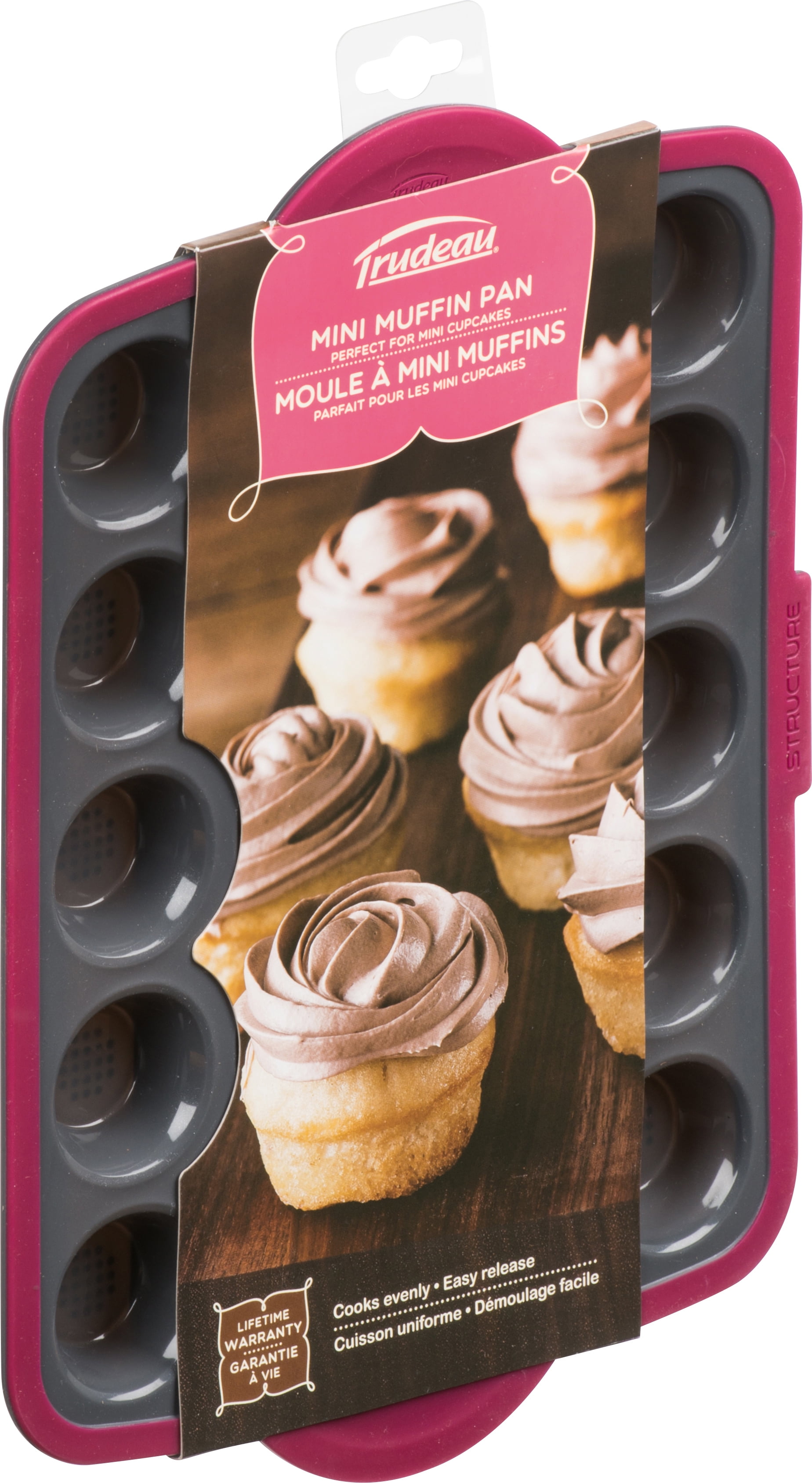 Trudeau Maison Structure Pro Mini Muffin Pan Fuchsia/Gray-20 Cavity ...