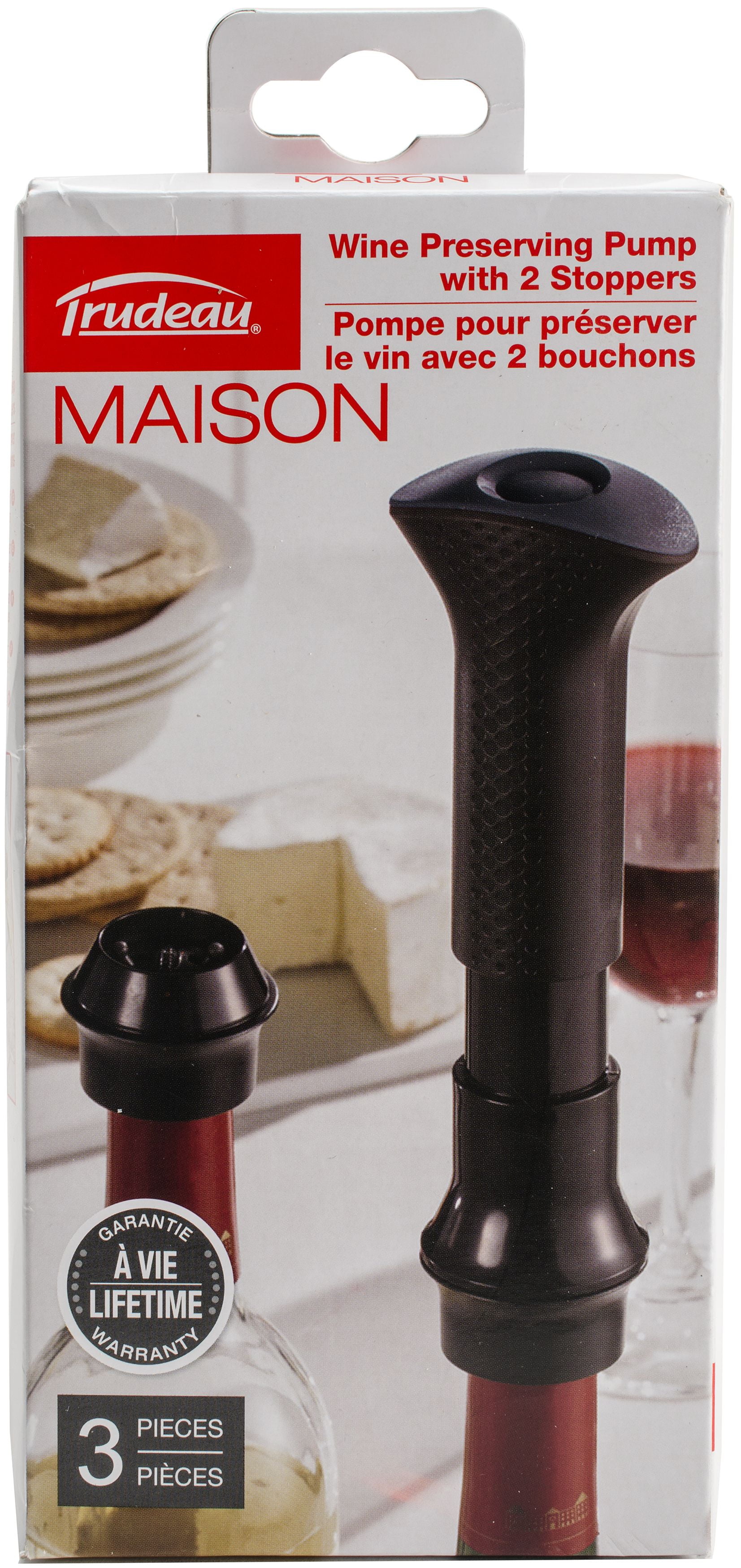 Wine Preserving Pump W/2 Stoppers-Black - Walmart.com