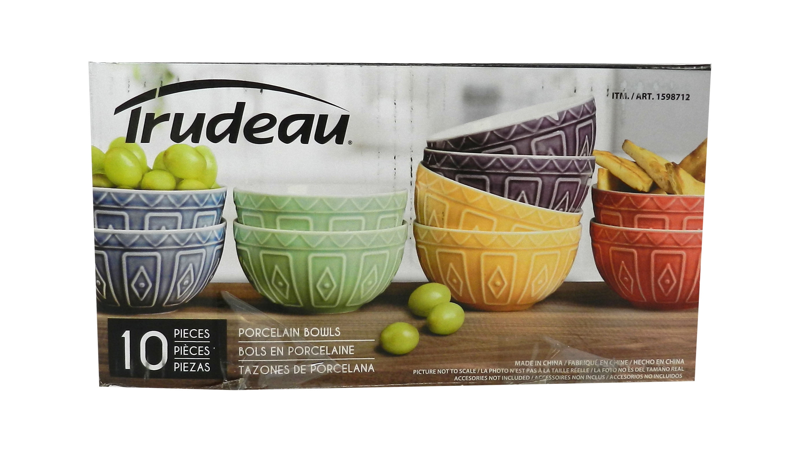 Trudeau Housewares 4.5" Inch Porcelain Serving Bowl Set, Variety 10 ...