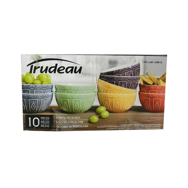 Trudeau Housewares 4.5" Inch Porcelain Serving Bowl Set, Variety 10 ...