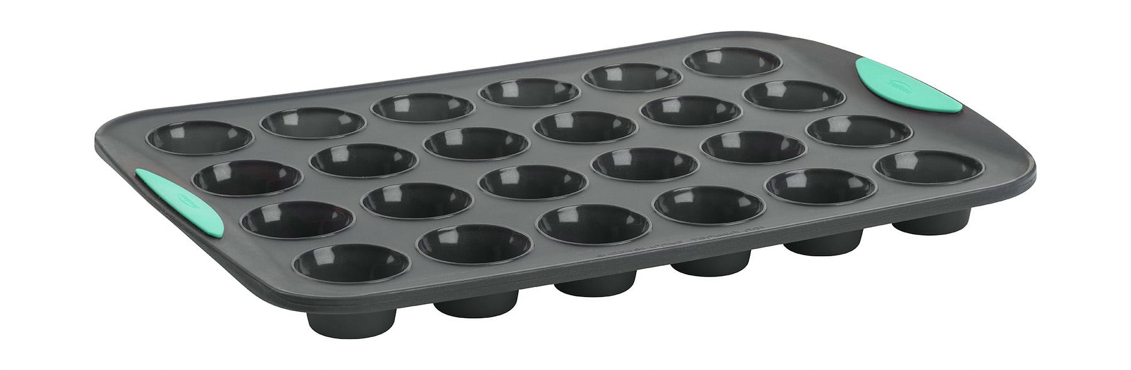 Trudeau Structure Silicone 24 Cavity Mini Muffin Pan, Grey/Mint ...