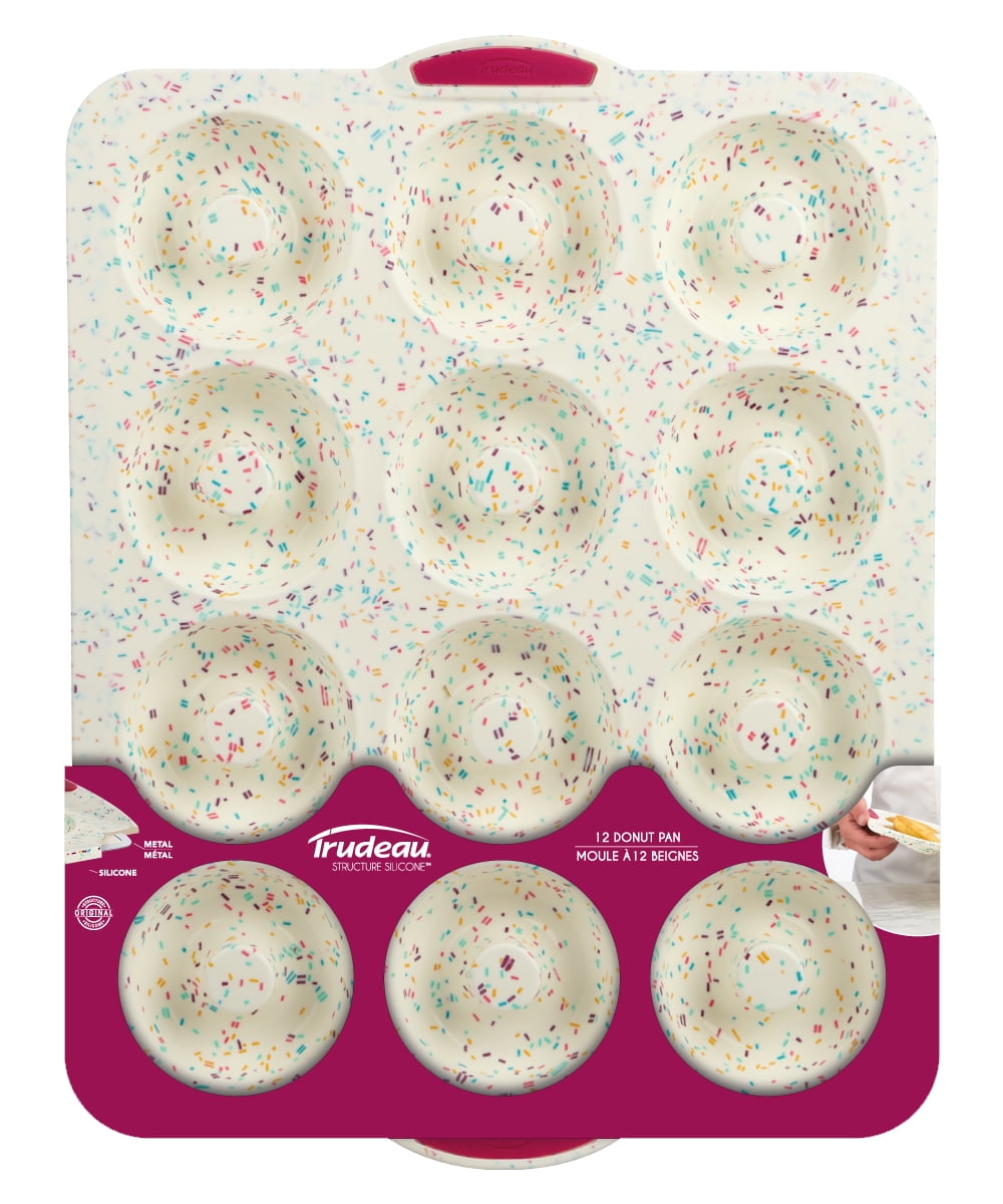 Trudeau Structure Silicone Confetti Fuchsia 12 Cavity Mega Donut Pan ...
