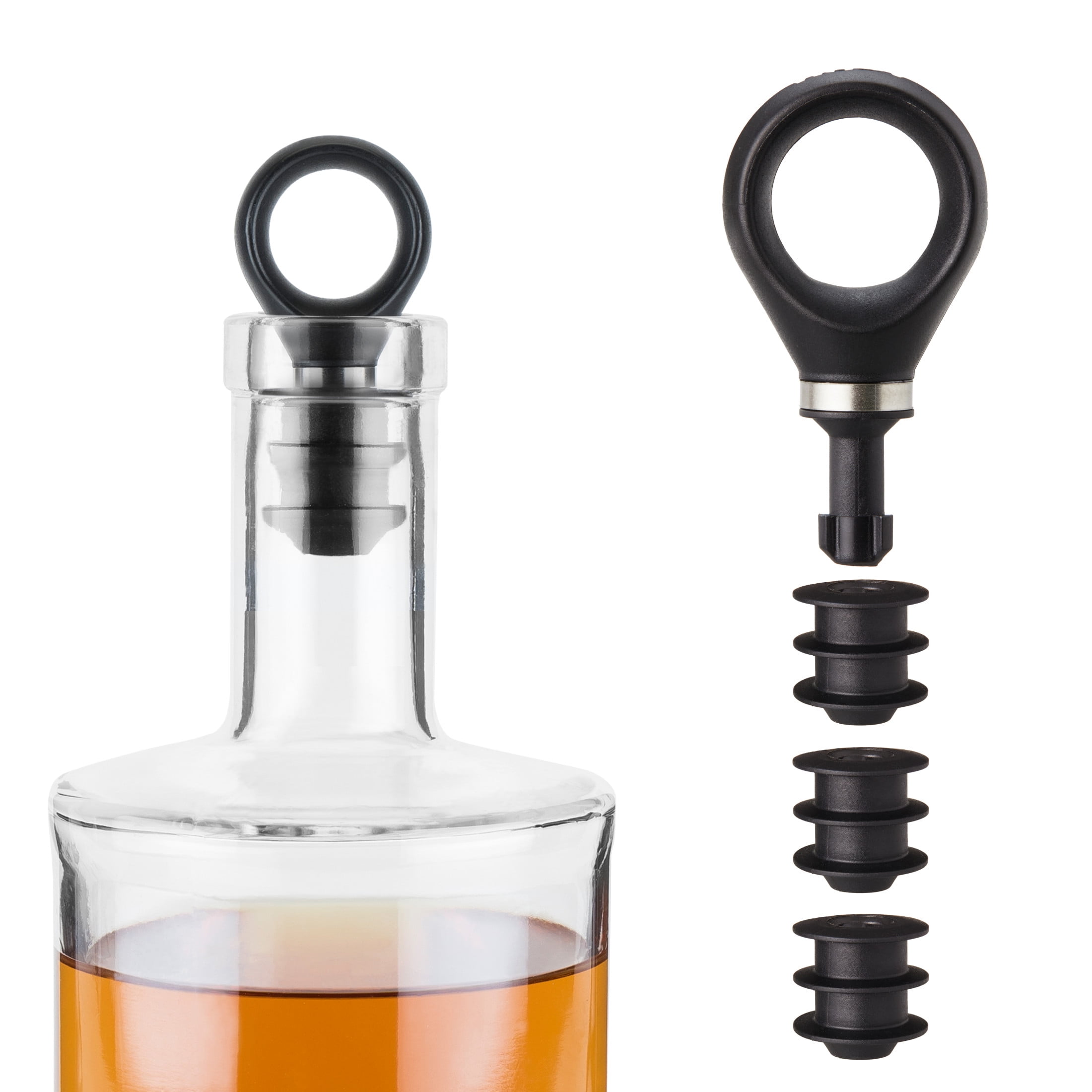 True 3 Locking Wine Stoppers with 1 Key for Wine and Liquor Bottles ...