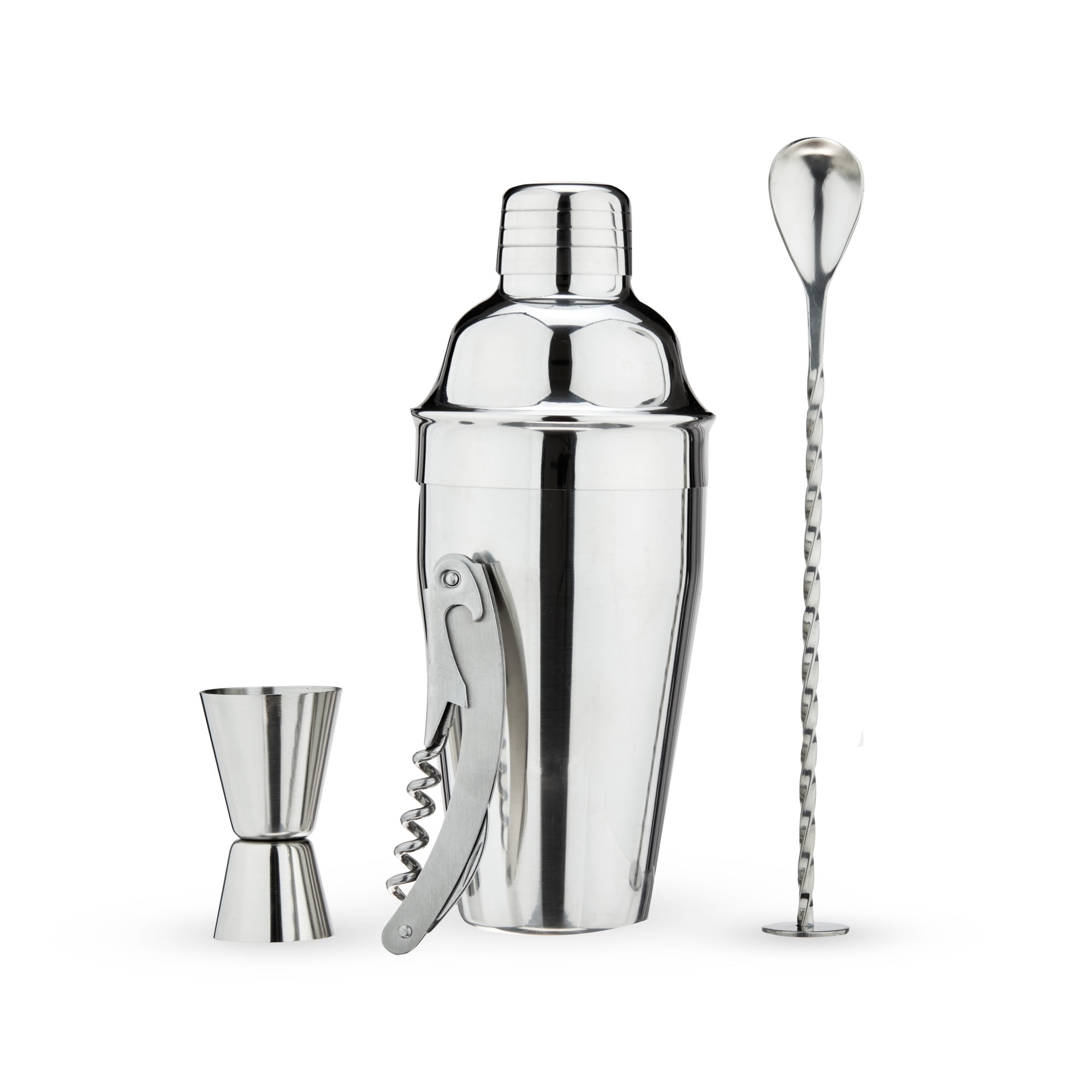 True 4-Piece Barware Set Cobbler Shaker with Cap and Strainer, Double ...
