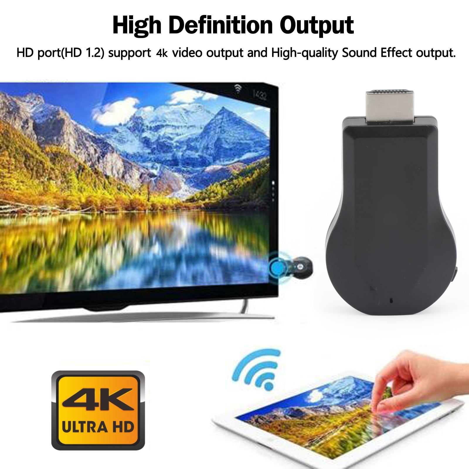 True 4K M100 TV Stick HDM WiFi Wireless Dongle Receiver TV Streamer ...