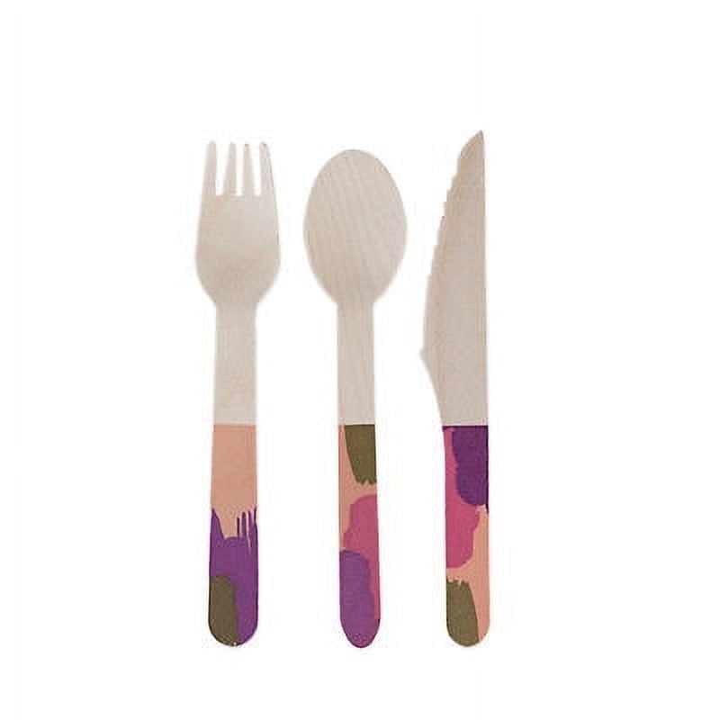 True Brands Cakewalk 6.5" Bamboo Flatware Set - 24pc / Watercolor ...