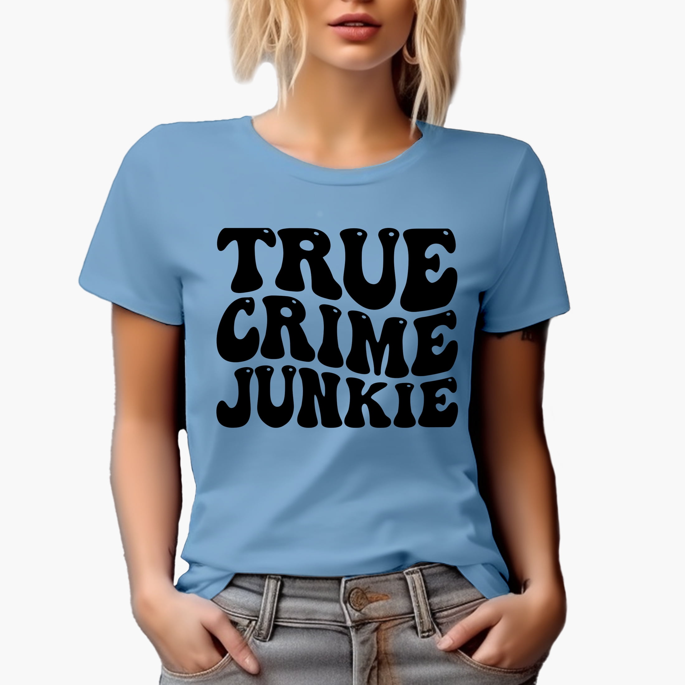 True Crime Junkie, Podcast Listener Themed, Groovy Retro Wavy Text ...