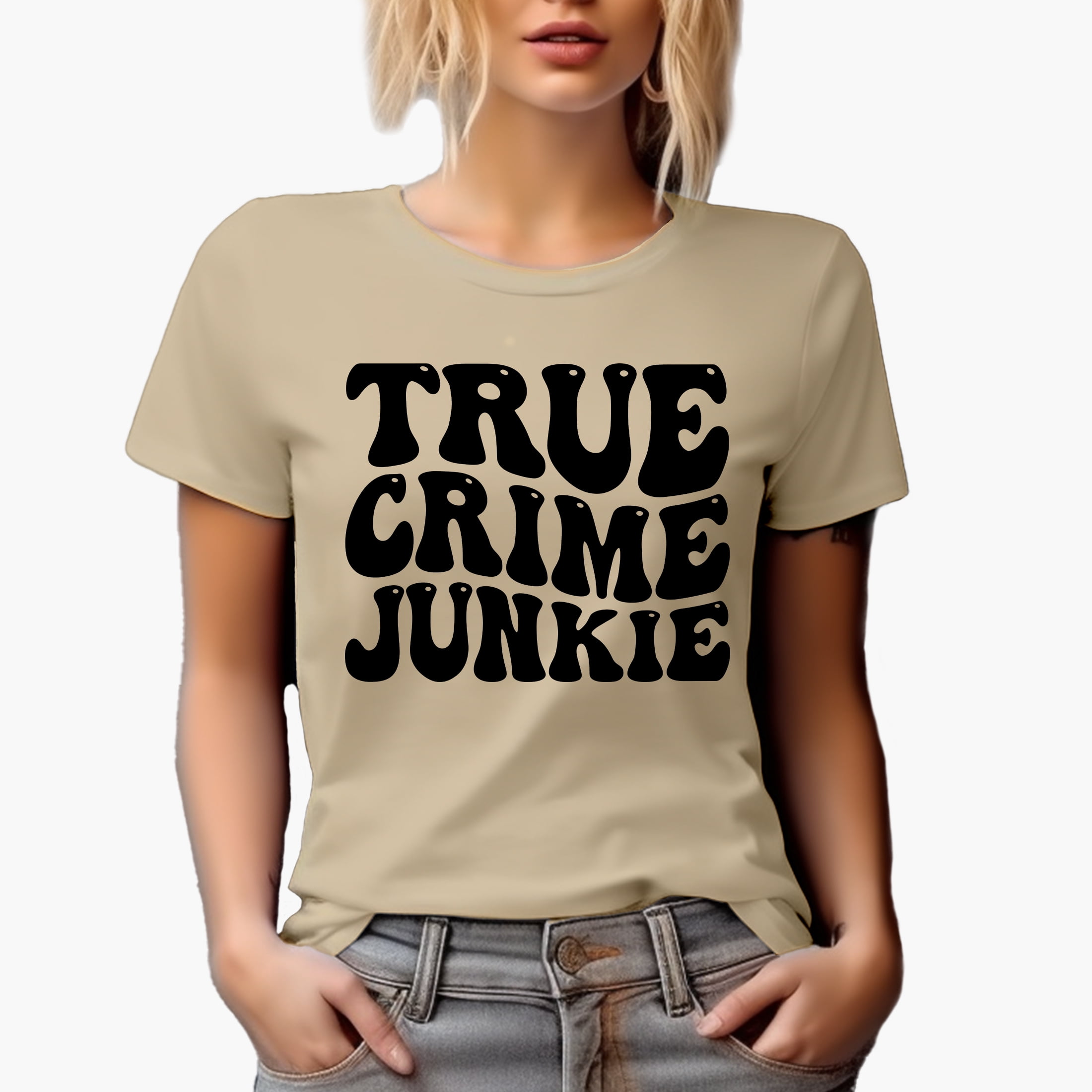 True Crime Junkie, Podcast Listener Themed, Groovy Retro Wavy Text ...