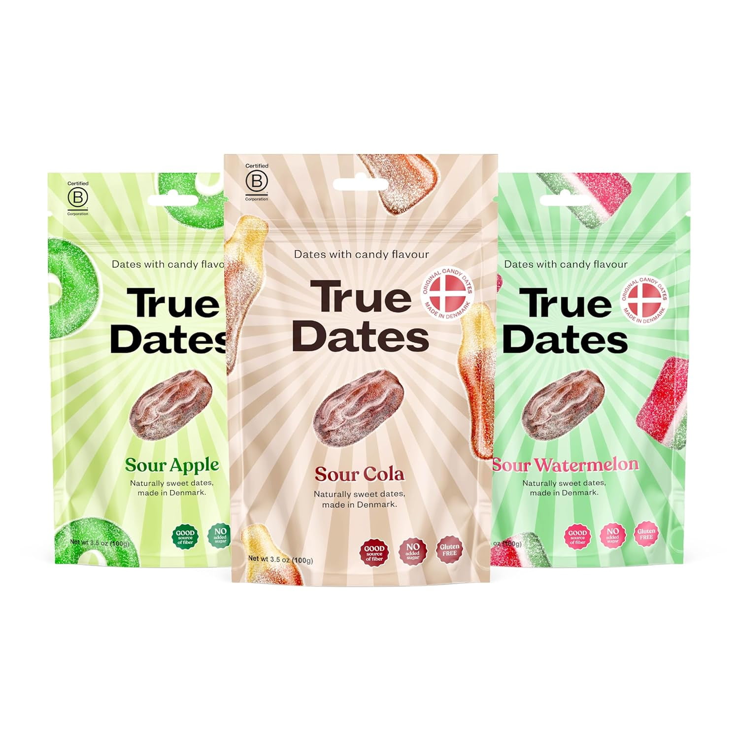 True Dates, Sour Flavor Variety, 3-3.5 Ounce Bags (Sour Apple, Sour ...