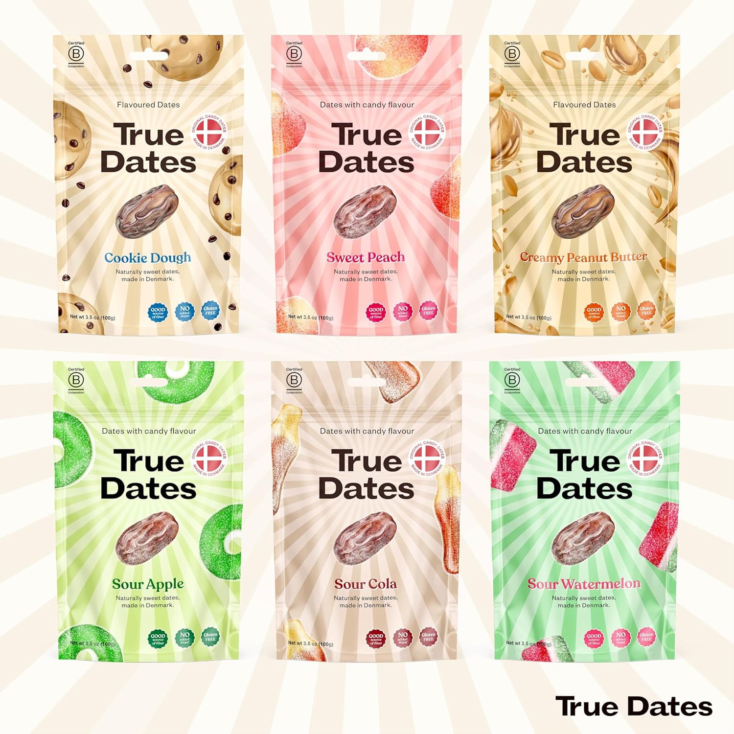 True Dates, Variety, 6-3.5 Ounce Bags (Creamy Peanut Butter, Cookie ...