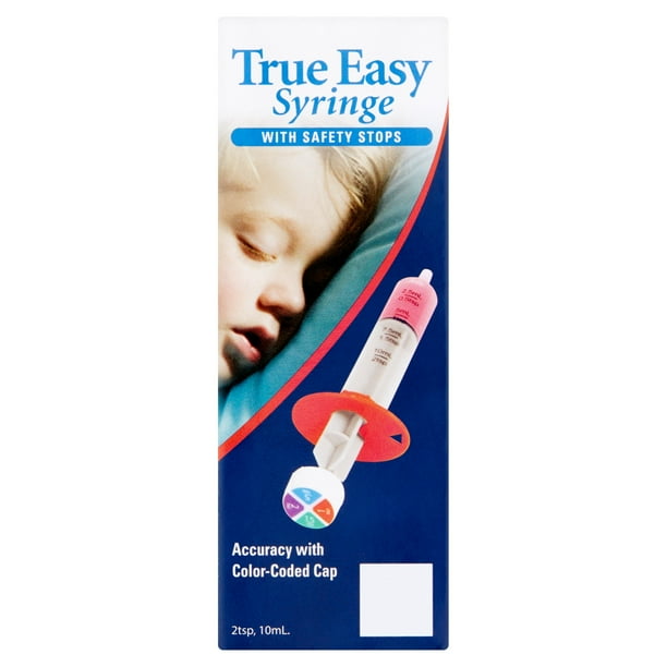 True Easy Medicine Dosing Syringe with Safety Stops, 2 tsp (10 mL ...