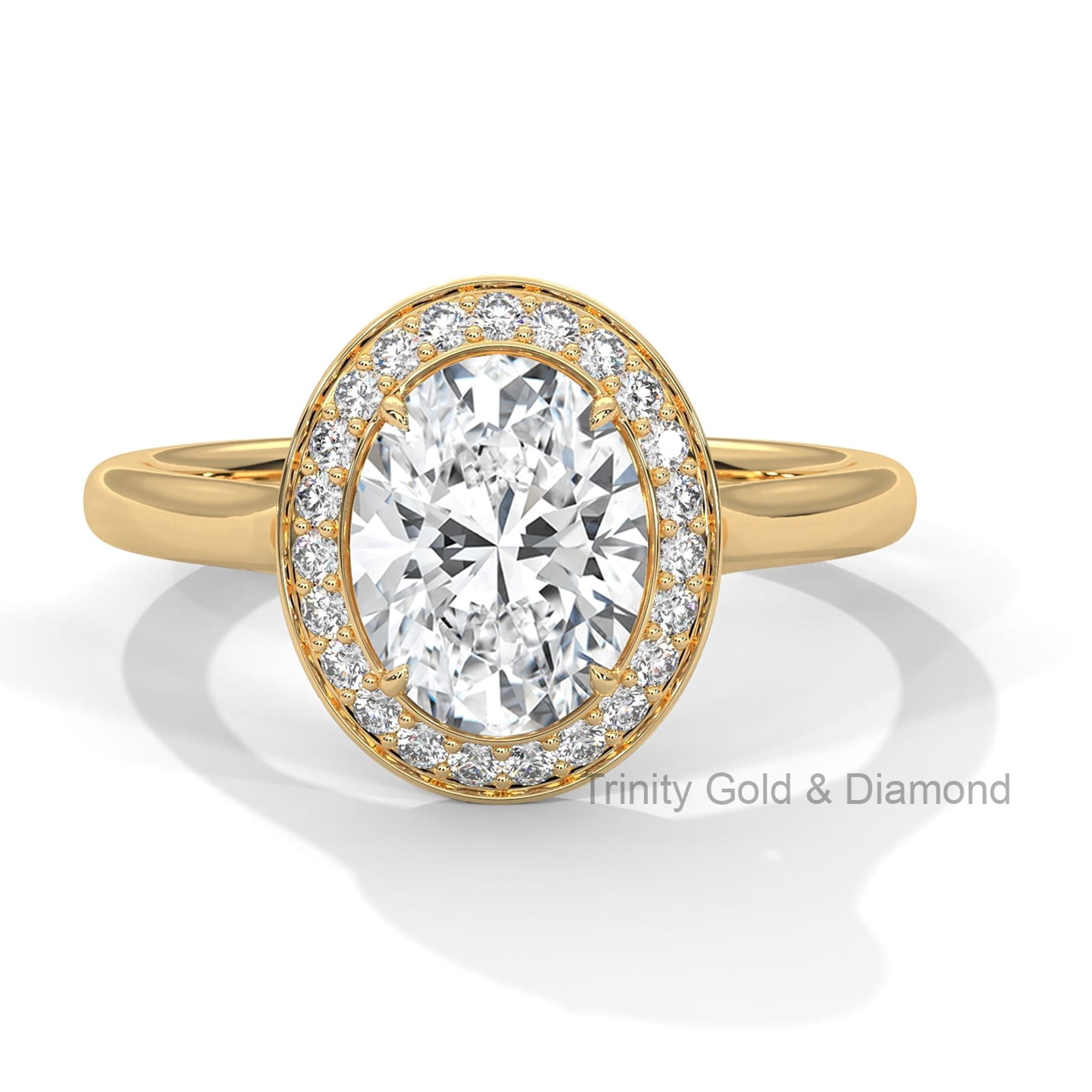 True Elegant Oval Cut 2.00 ct Halo Moissanite Engagement Ring With GRA ...