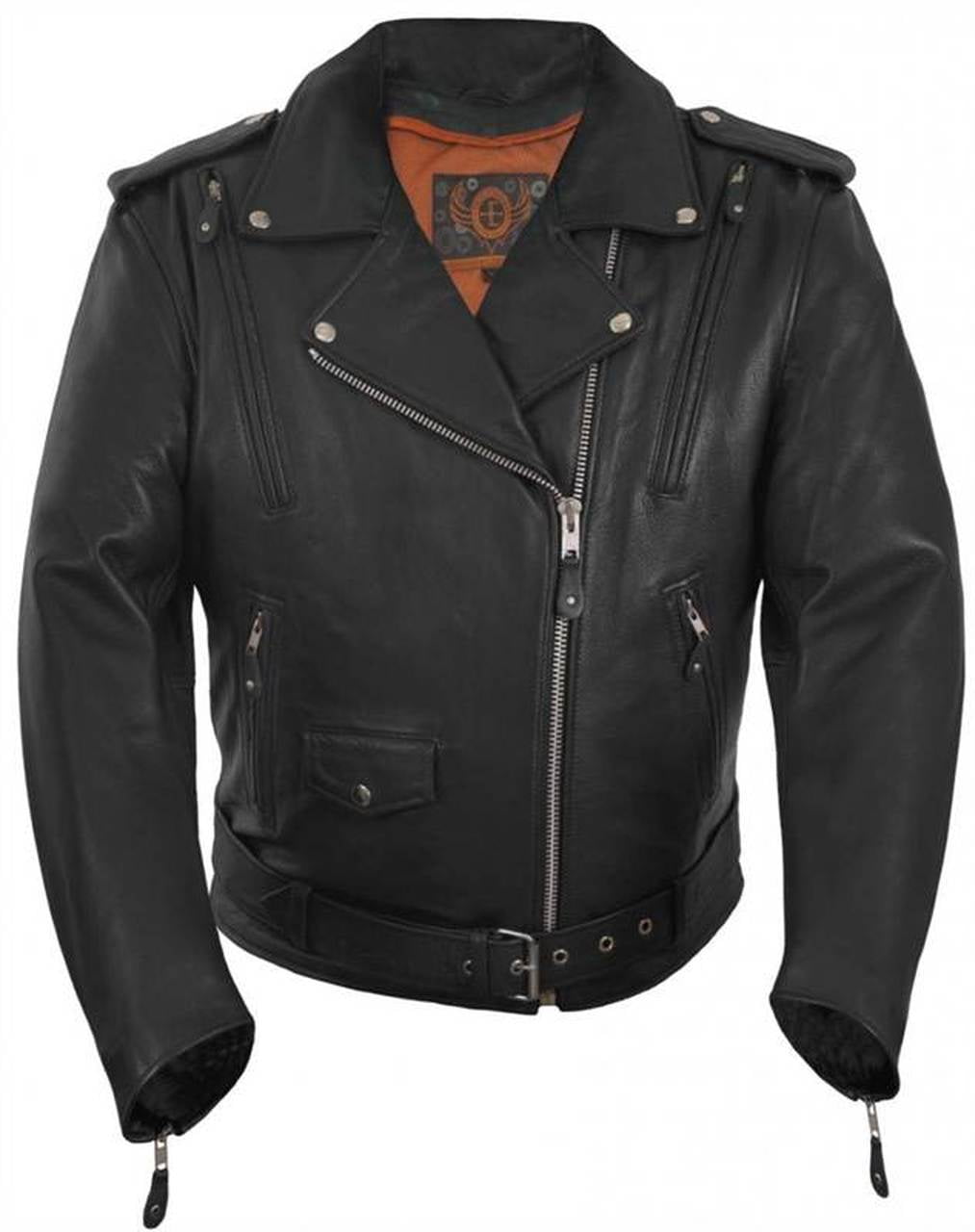 True Element Men's Traditional, Vented Motorcycle Leather Jacket (Black ...