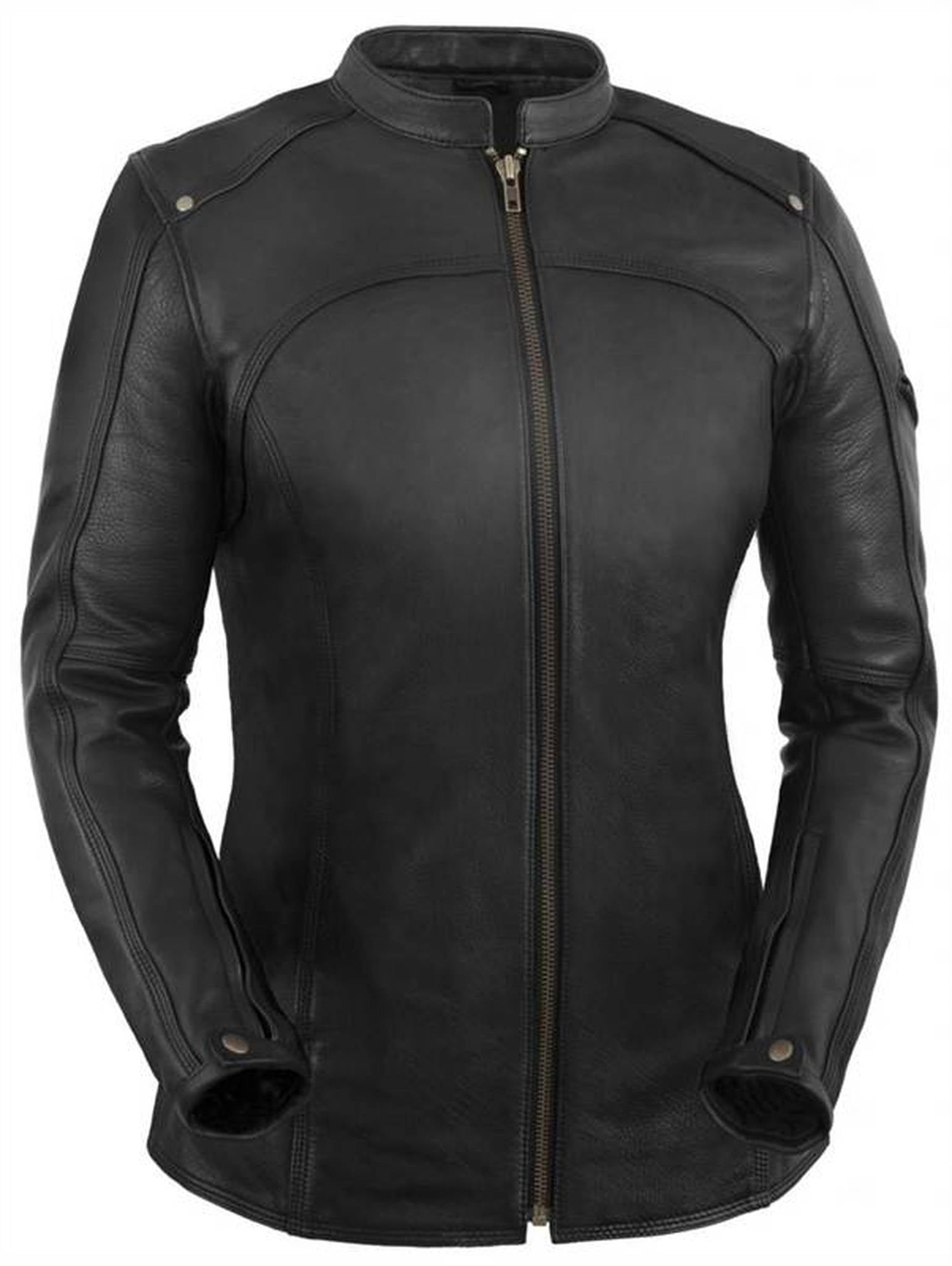 True Element Women's Longer Length Scooter Collar Motorcycle Leather ...