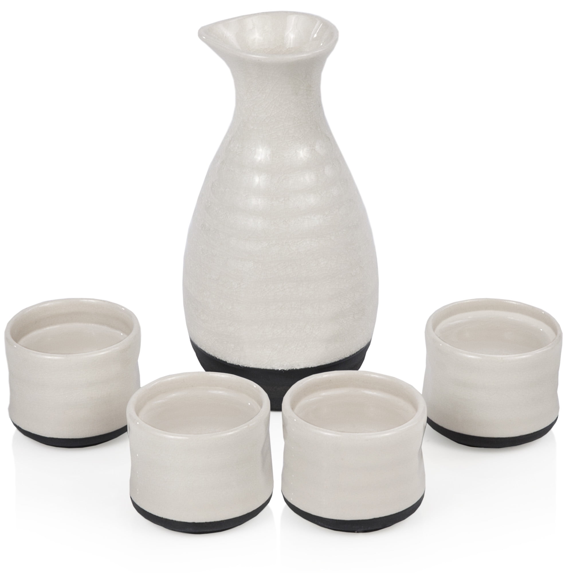 True Fervor 5PC Ceramic Sake Set, 3.5oz Saki Cups & 8oz Sake Bottle ...