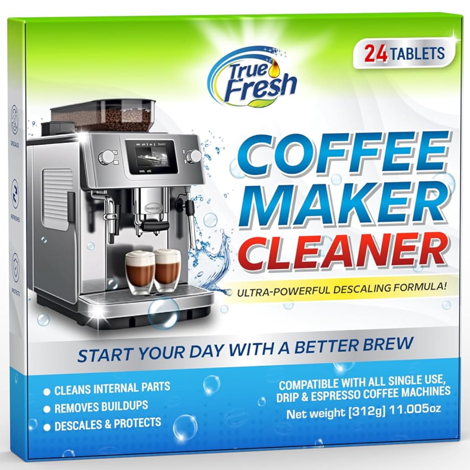 True Fresh Coffee Machine Cleaner Tablets 24 Count Descaler for All ...