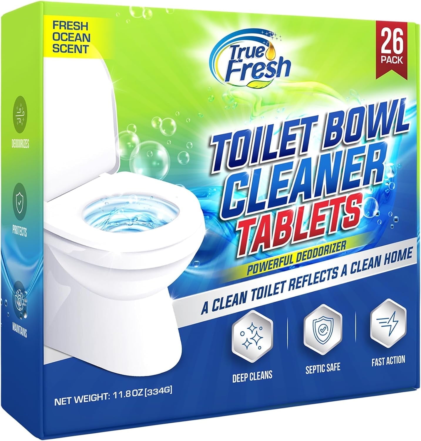 True Fresh Toilet Bowl Cleaner Tablets 26 Pack for Sparkling Clean ...