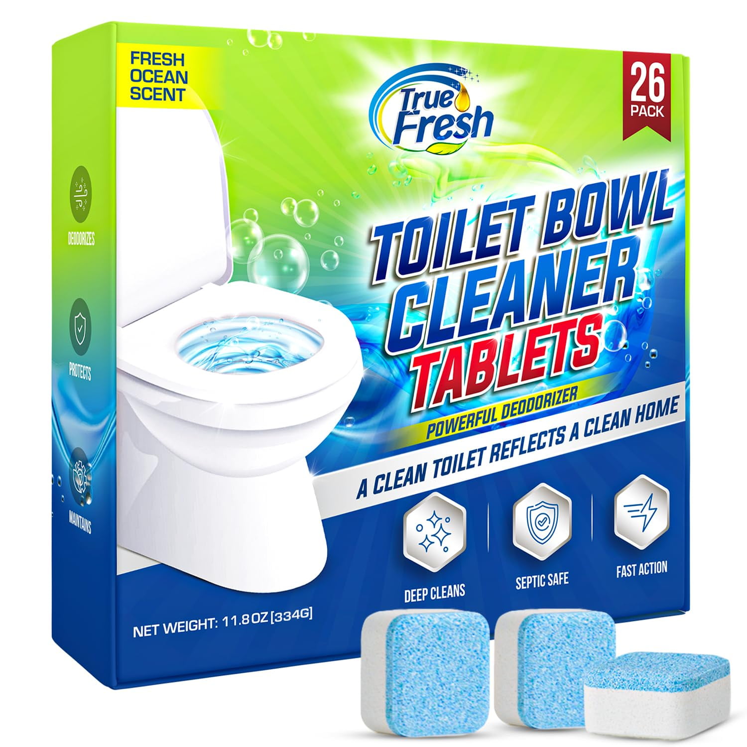 True Fresh Toilet Bowl Cleaner Tablets 26 Pack – Deodorizer & Septic ...