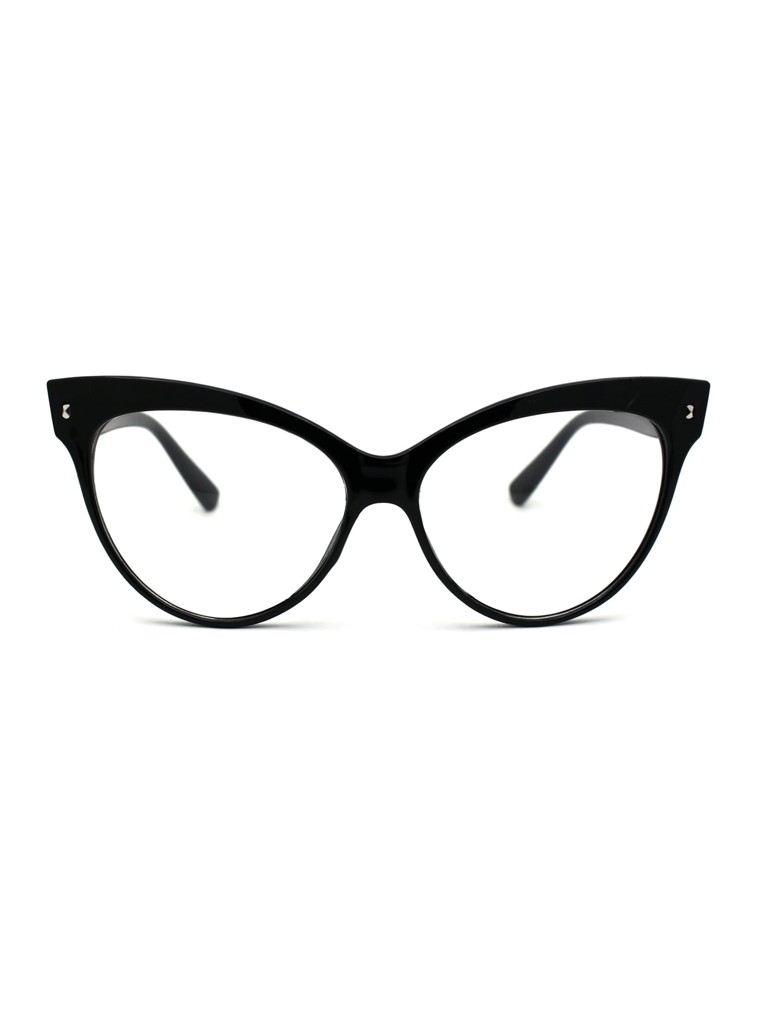 True Goth Cat Eye Clear Len Fashion Plastic Eye Glasses Shiny Black ...