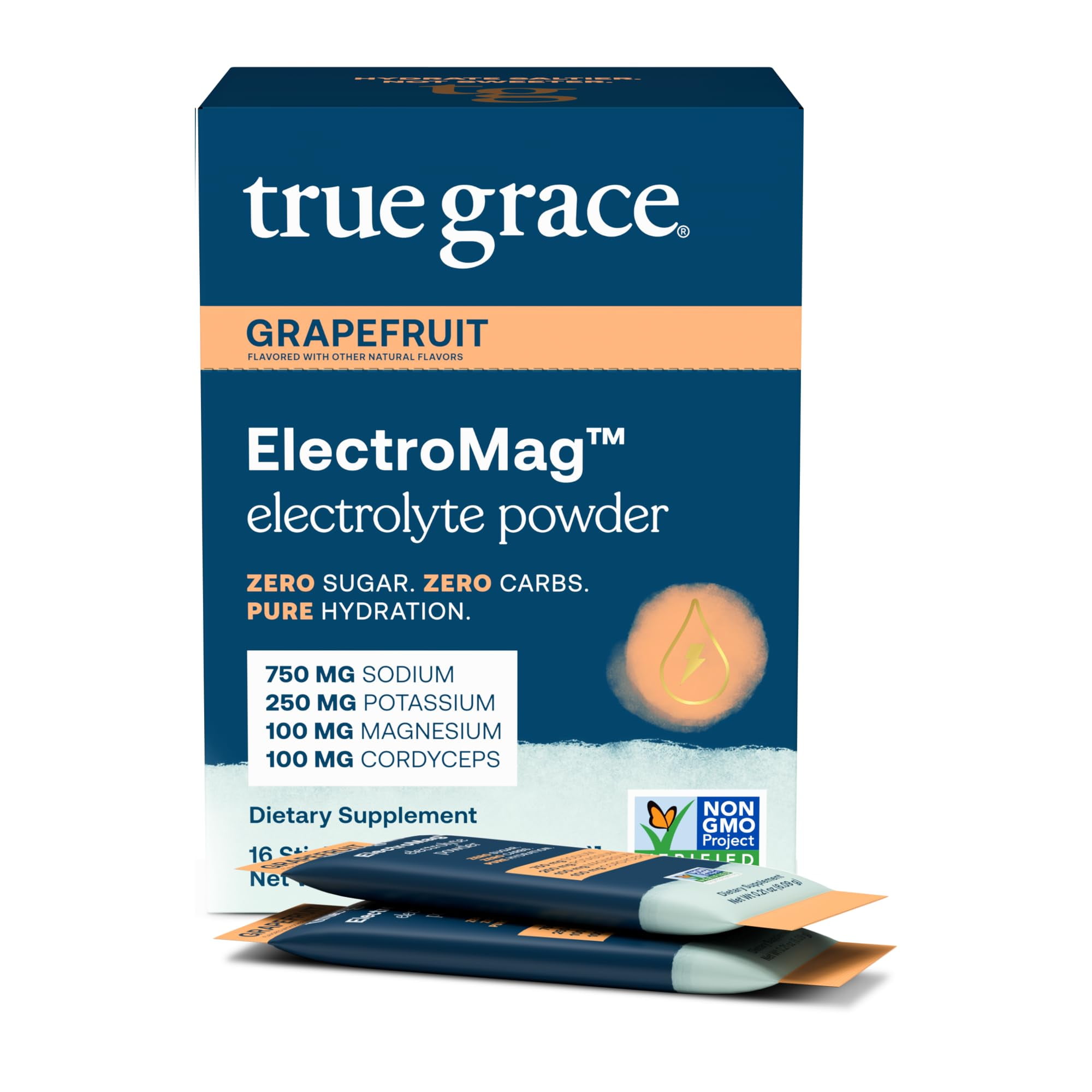 True Grace ElectroMag - 16 Stick Packs - Grapefruit - Electrolyte ...
