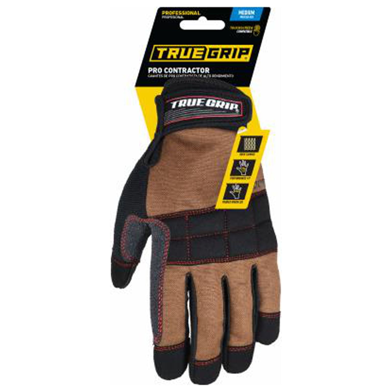 True Grip 98541-23 Pro Contractor Duck Canvas Work Gloves, Touchscreen ...