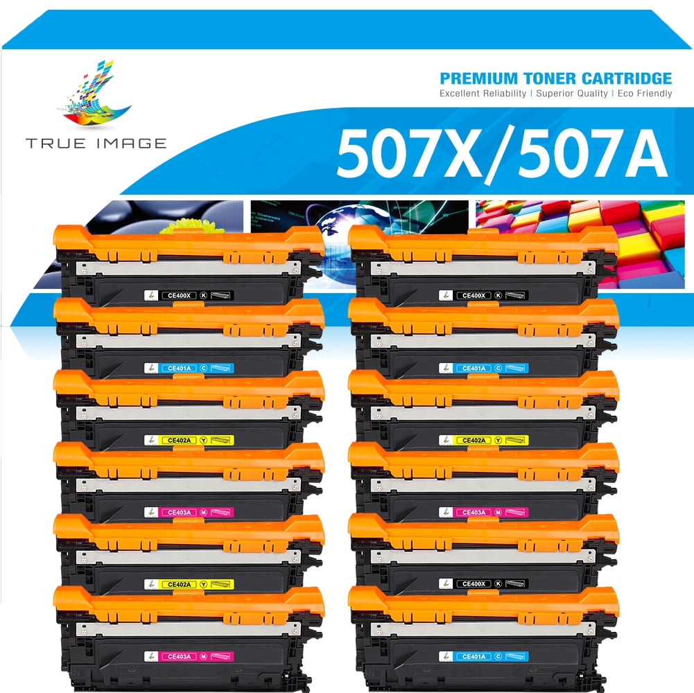 True Image 12-Pack Compatible Toner Cartridge for HP CE400X 507X Work ...