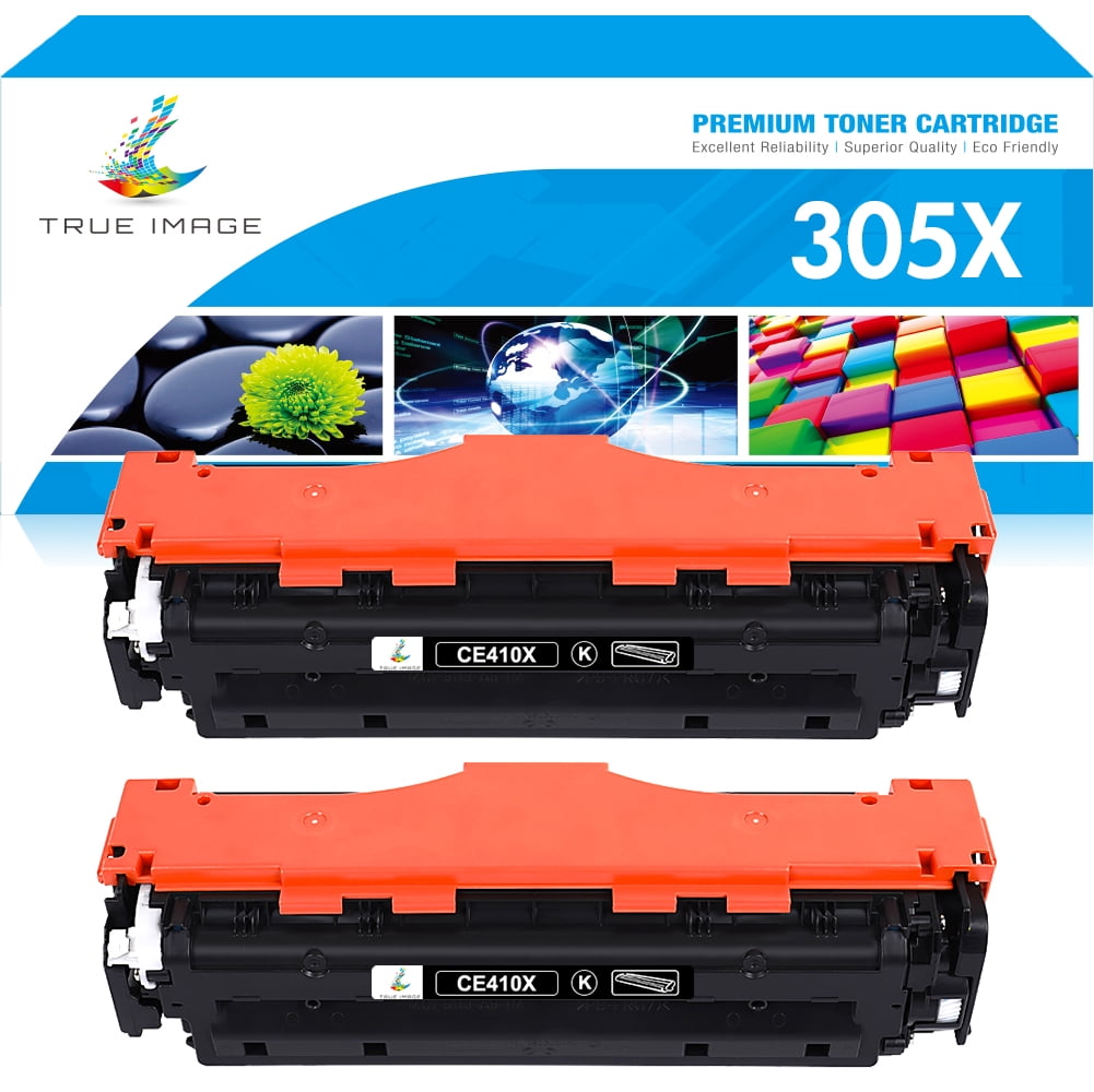 True Image 2-Pack Compatible Toner Cartridge for HP CE410X 305X Work ...