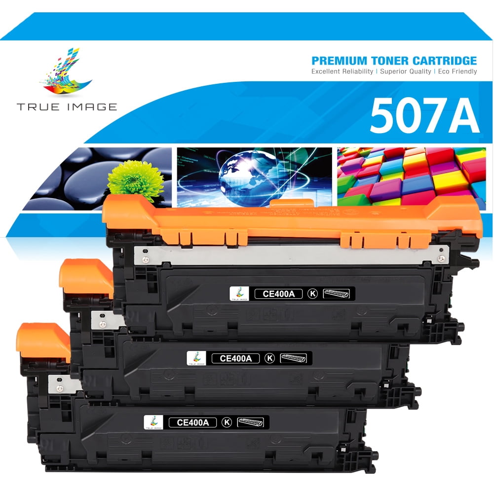 True Image 3-Pack Compatible Toner Cartridge for HP CE400A 507A Work ...