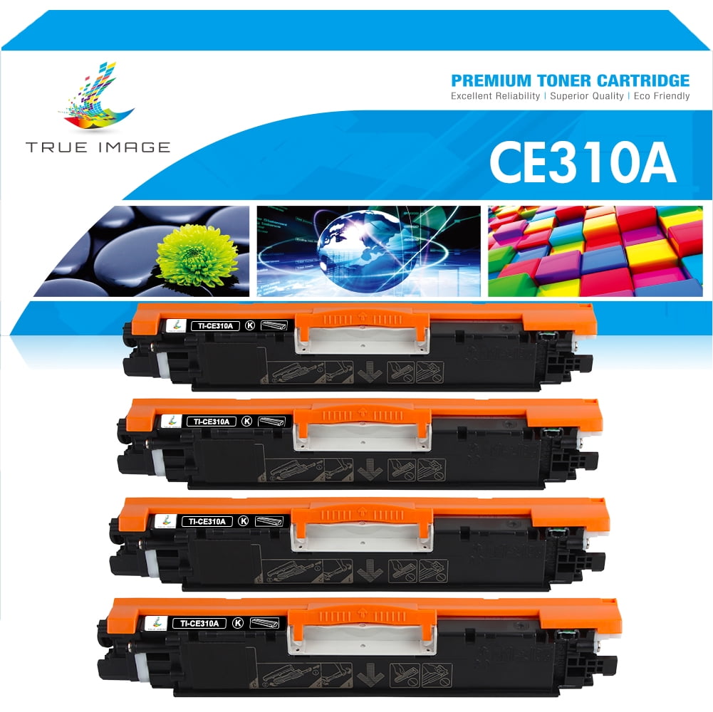 True Image 4-Pack Compatible Toner Cartridge for HP CE310A 126A Work ...