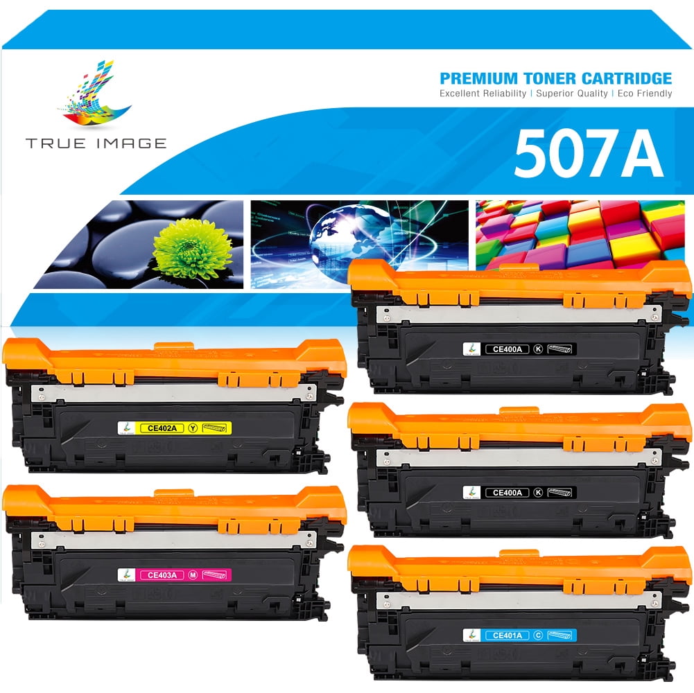 True Image 5-Pack Compatible Toner Cartridge for HP CE400A 507A Work ...