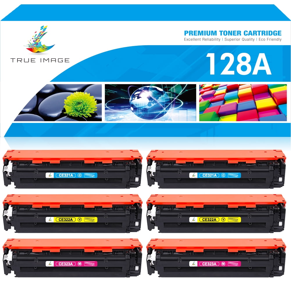 True Image 6-Pack Compatible Toner Cartridge for HP CE321A 128A Work ...