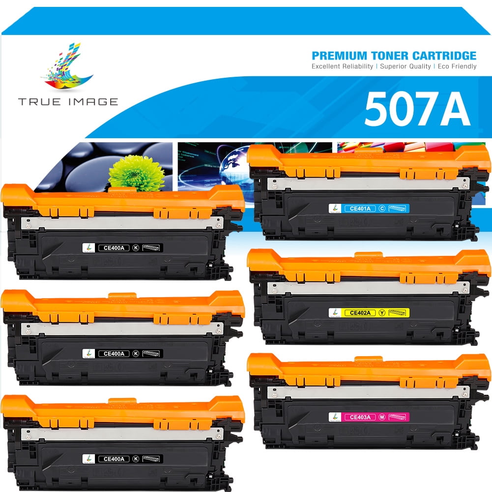 True Image 6-Pack Compatible Toner Cartridge for HP CE400A 507A Work ...