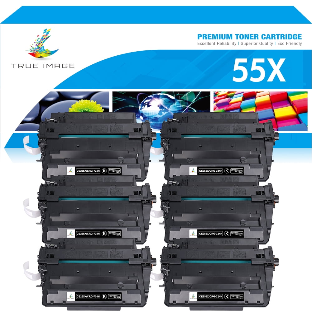 True Image 6-Pack Compatible Toner Cartridge for HP CE255X 55X LaserJet ...