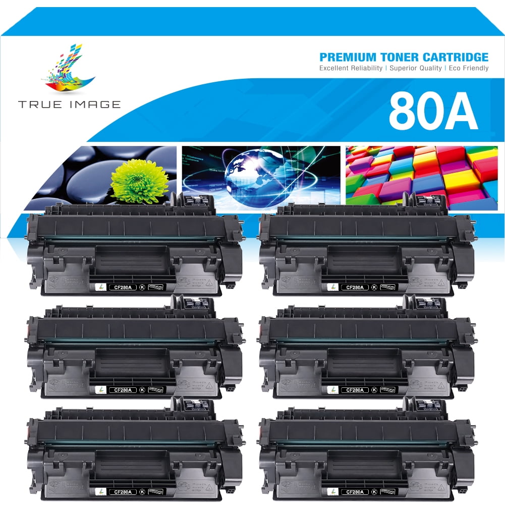 True Image 6-Pack Compatible Toner Cartridge for HP CF280A 80A LaserJet ...