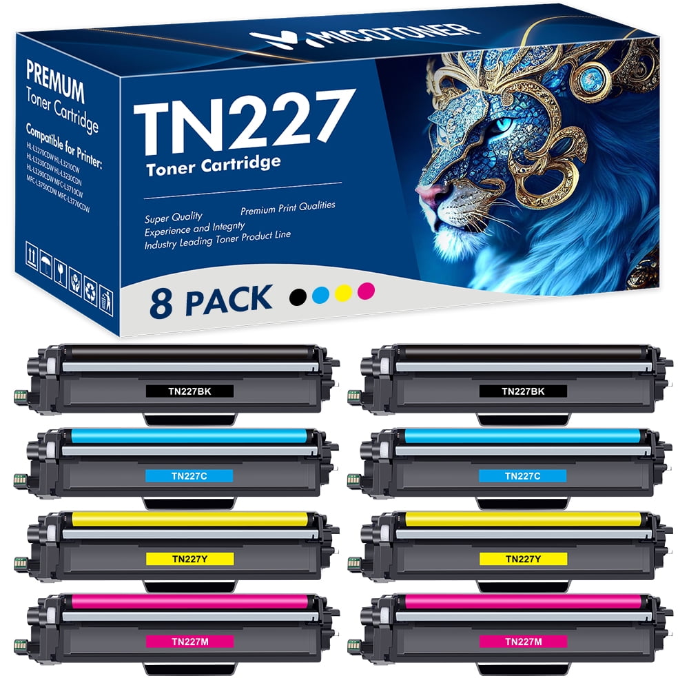 True Image 8-Pack Compatible Toner Cartridge for Brother TN-227BK TN ...