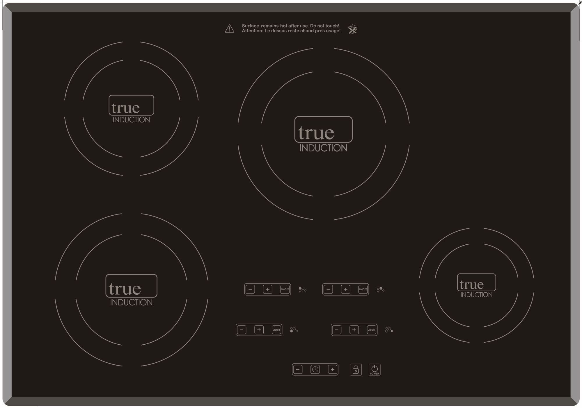 True Induction 30-inch 4 Burner Induction Cooktop, 7400W, Glass-Ceramic ...