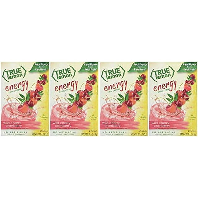 True Lemon (Energy Drinks) Wild Cherry Cranberry 4 boxes, 24ct instant ...