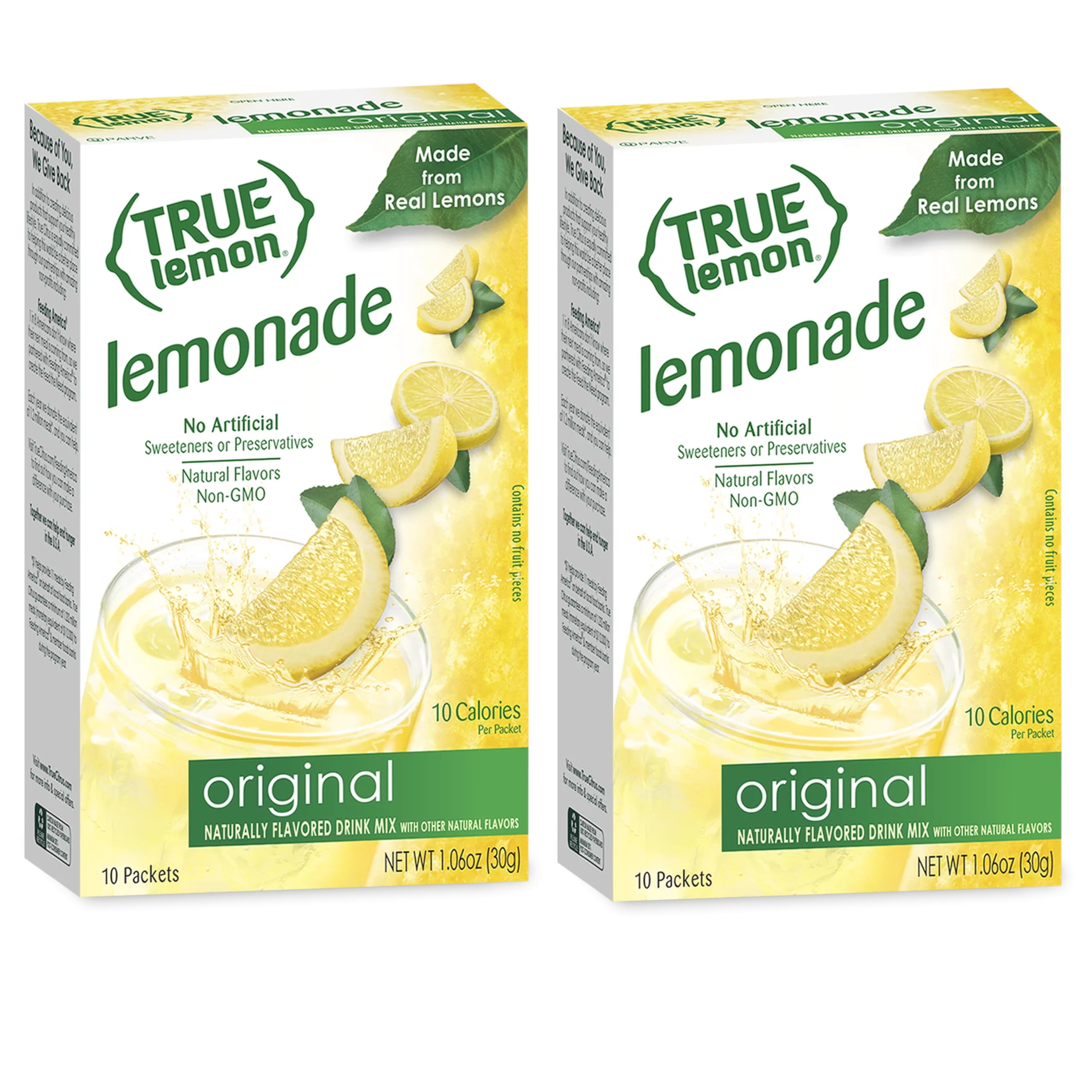 True Lemon Original Lemonade Powdered Drink Mix - 10 Sticks, Pack of 2 ...